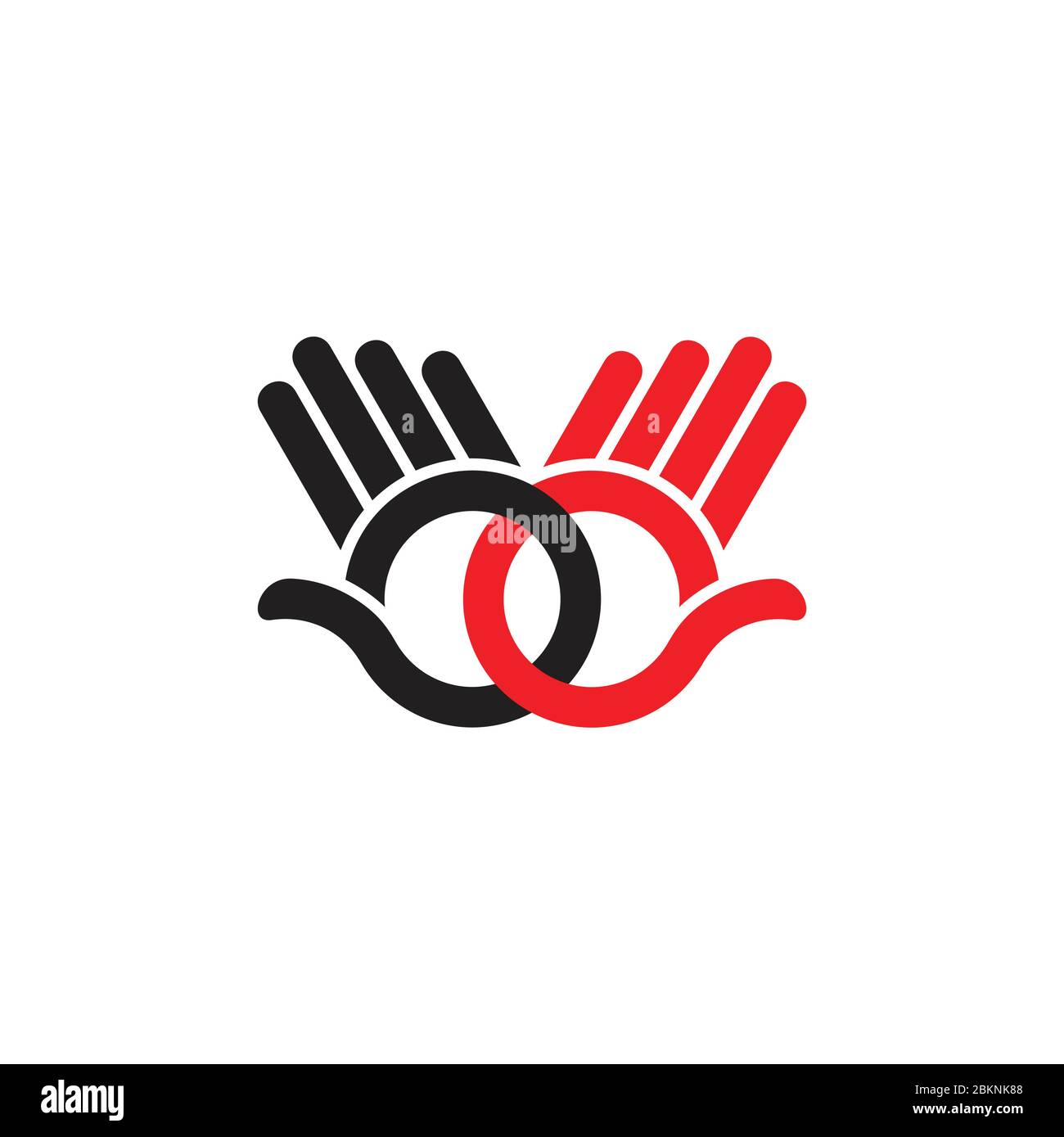 linked hand palm hi colorful symbol decoration vector Stock Vector ...
