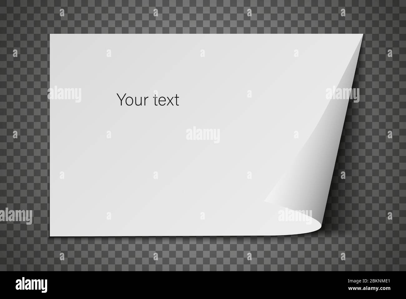 Vector realistic paper sheet with folded corner. Paper sheet A4 with ...