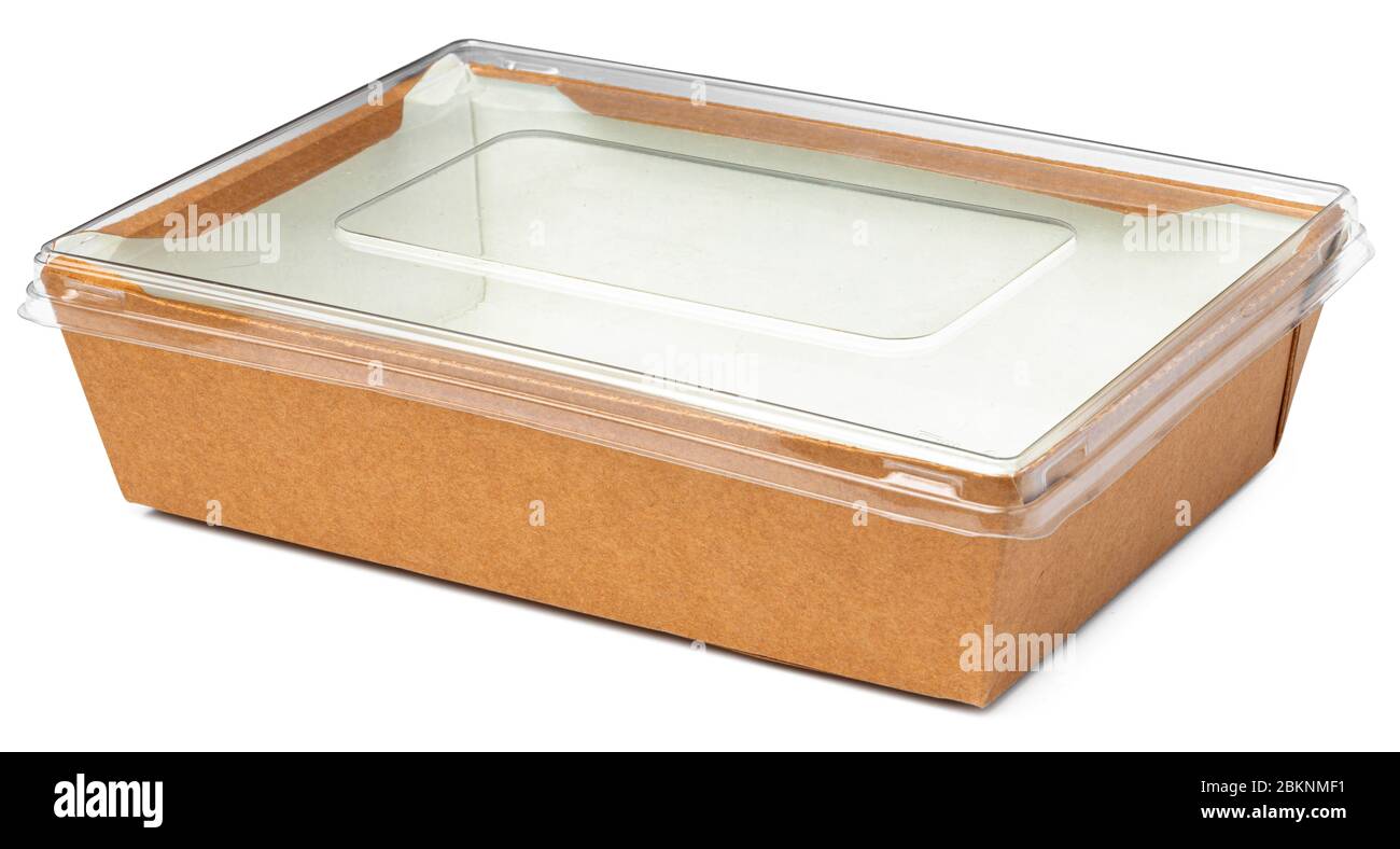 Craft package food box with transparent cover on white background Stock ...