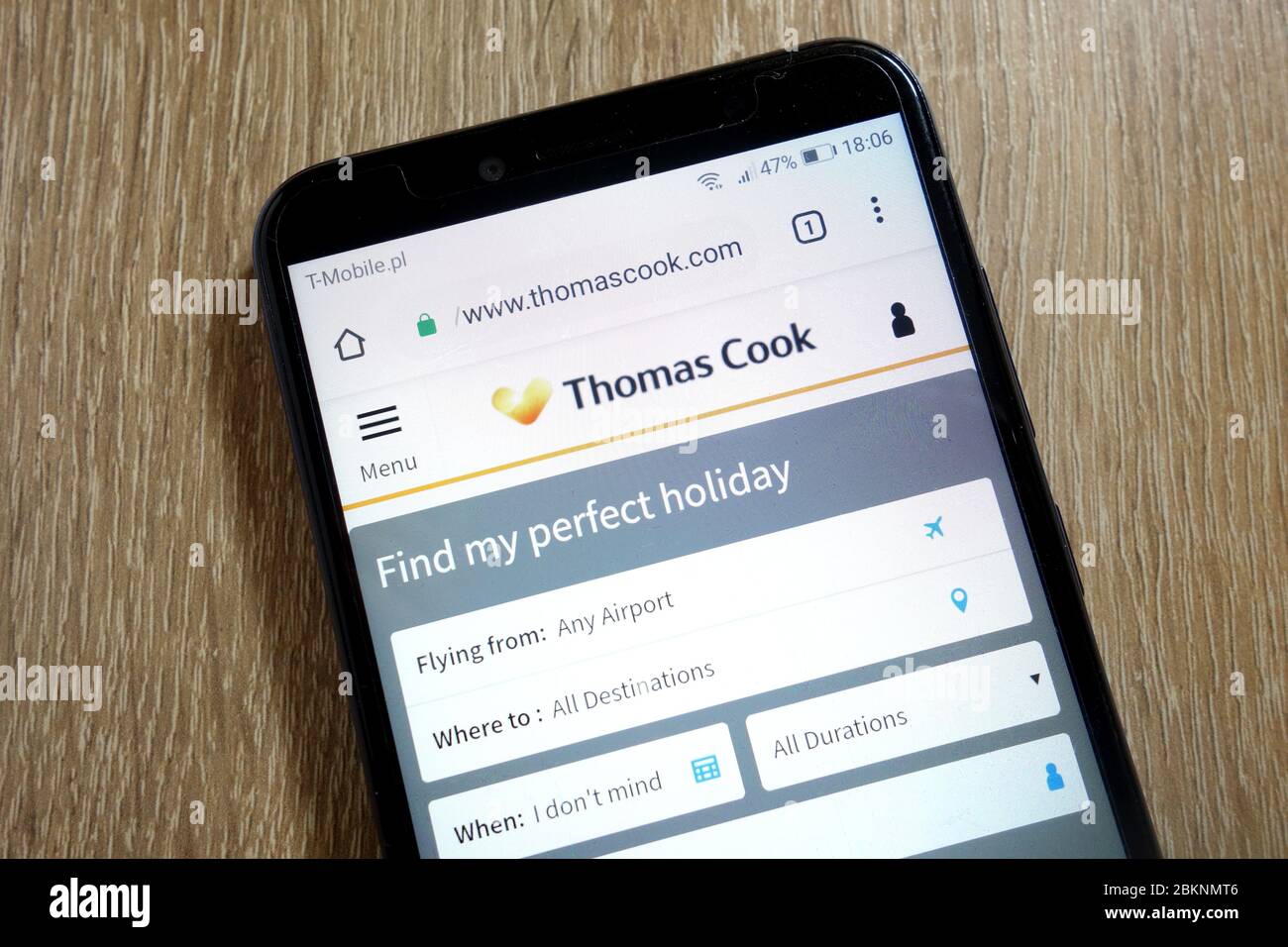 Thomas Cook website (www.thomascook.com) displayed on smartphone Stock ...