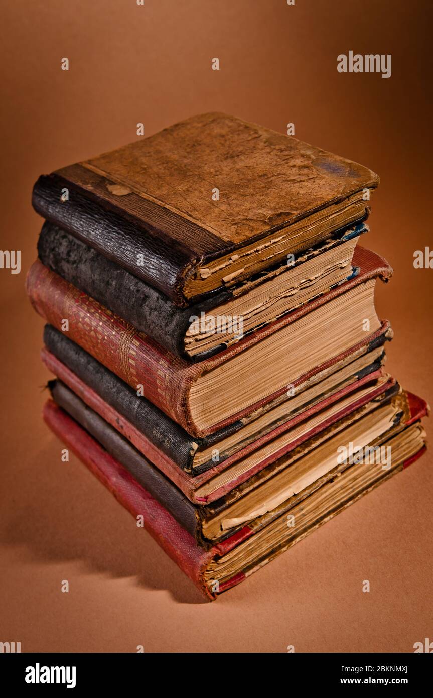 old antique books from scuffs and scratches Stock Photo - Alamy
