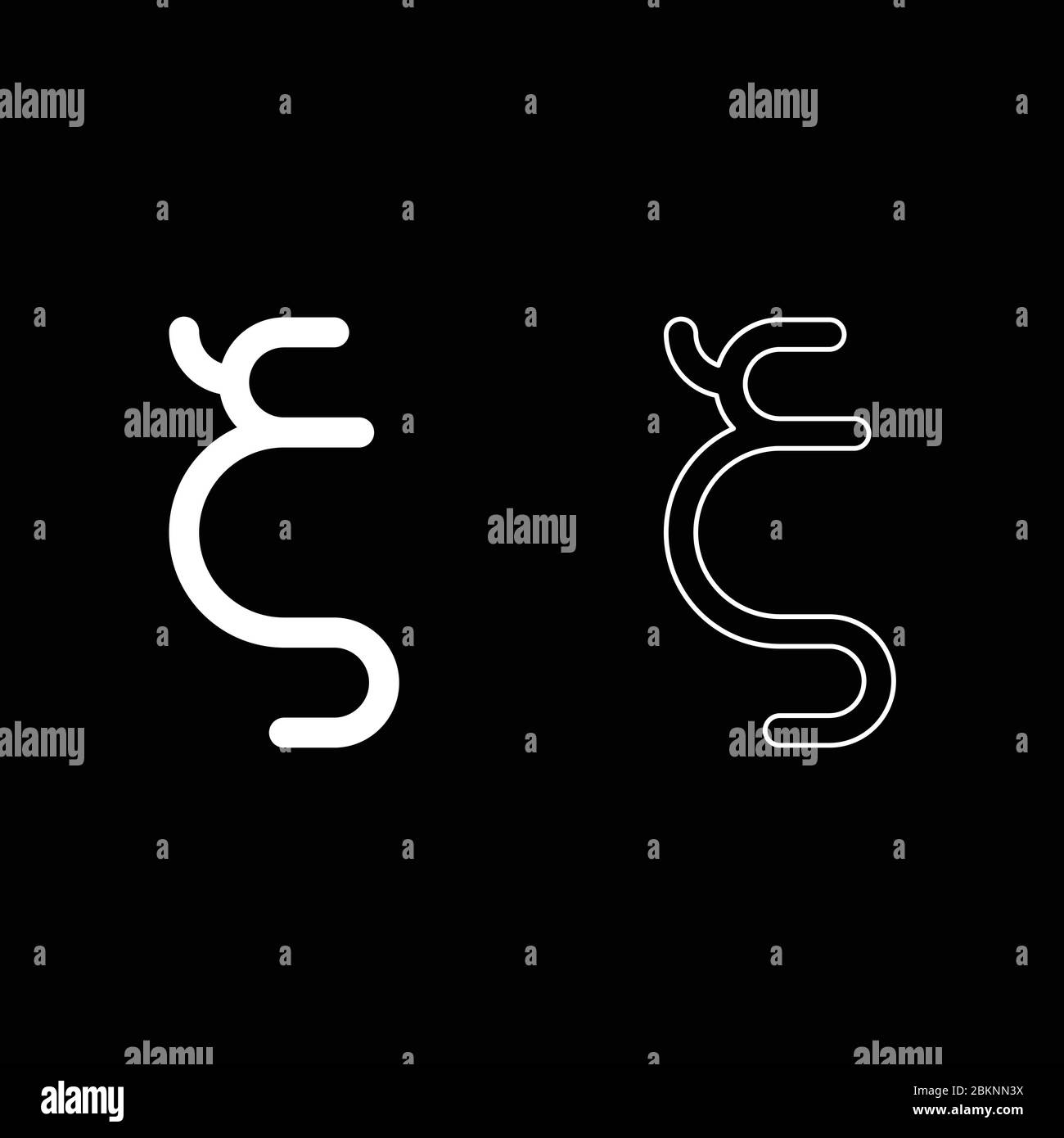 Ksi greek symbol small letter lowercase font icon outline set white ...