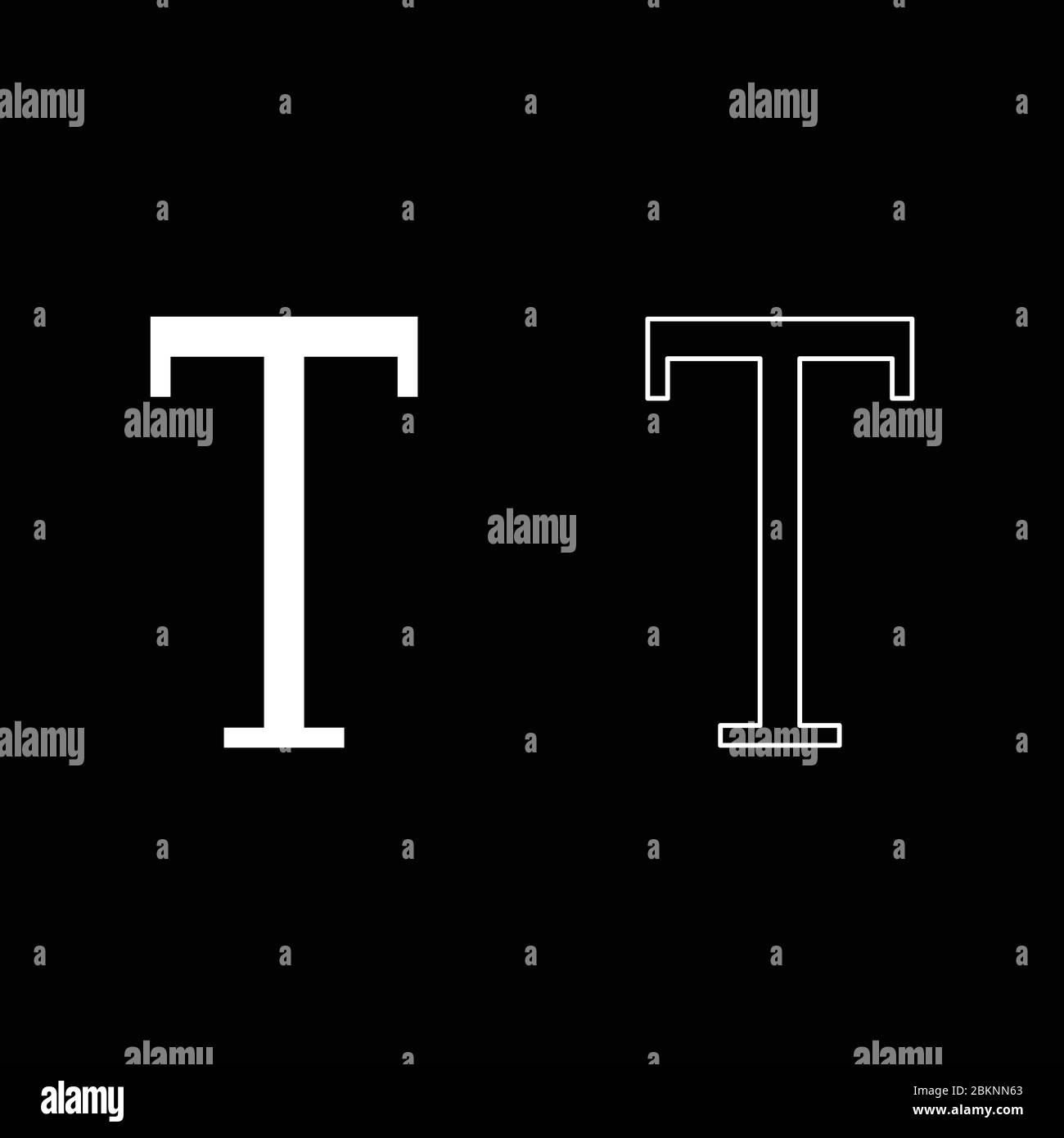 Tau greek symbol capital letter uppercase font icon outline set white ...