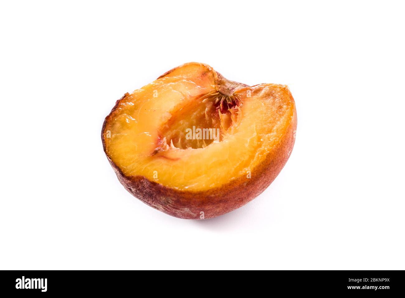 Piece of peach fruit isolated on white background Stock Photo - Alamy