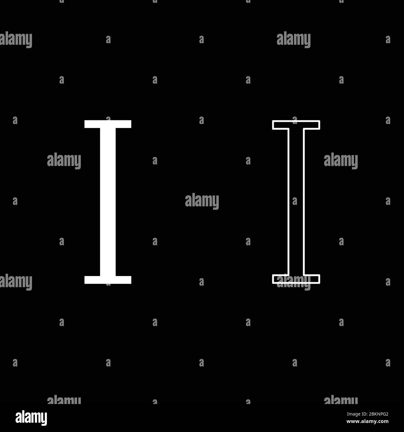 Iota greek symbol capital letter uppercase font icon outline set white ...