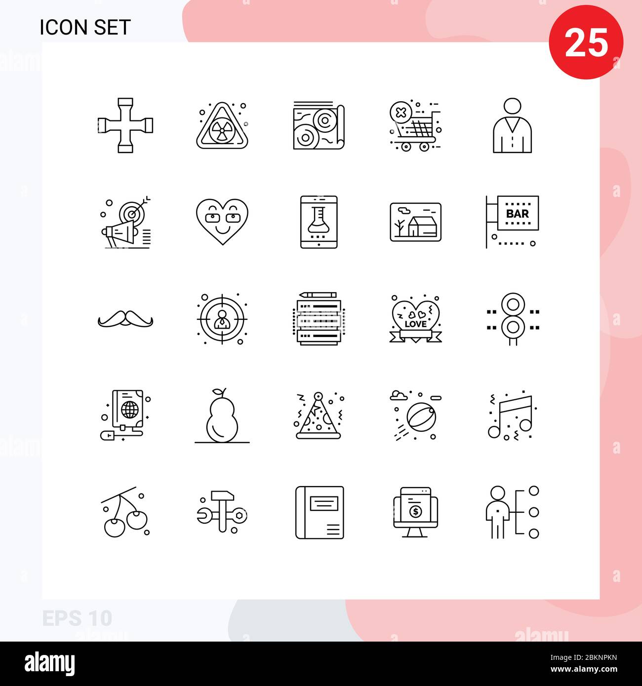 25 Thematic Vector Lines and Editable Symbols of people, human, book ...