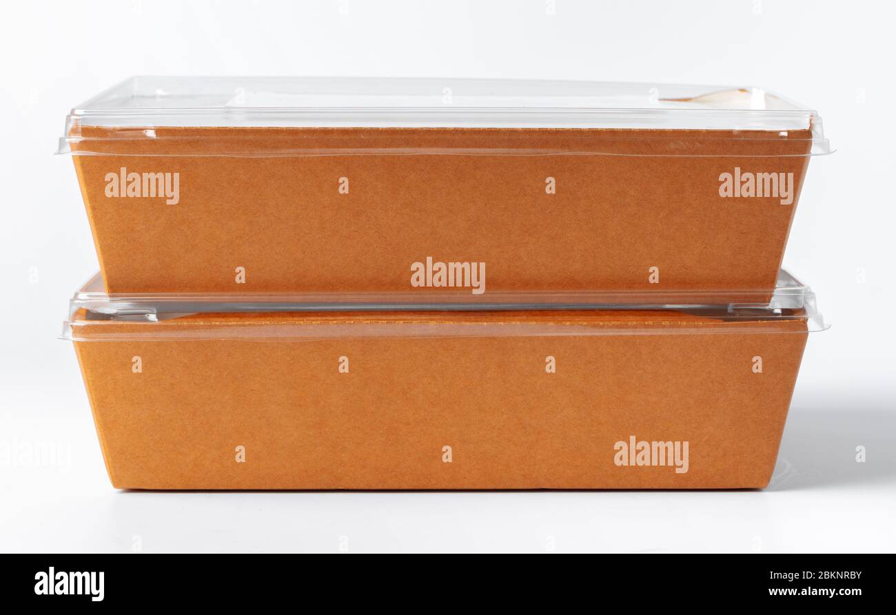 Cardboard brown food box pack isolated on white background Stock Photo ...