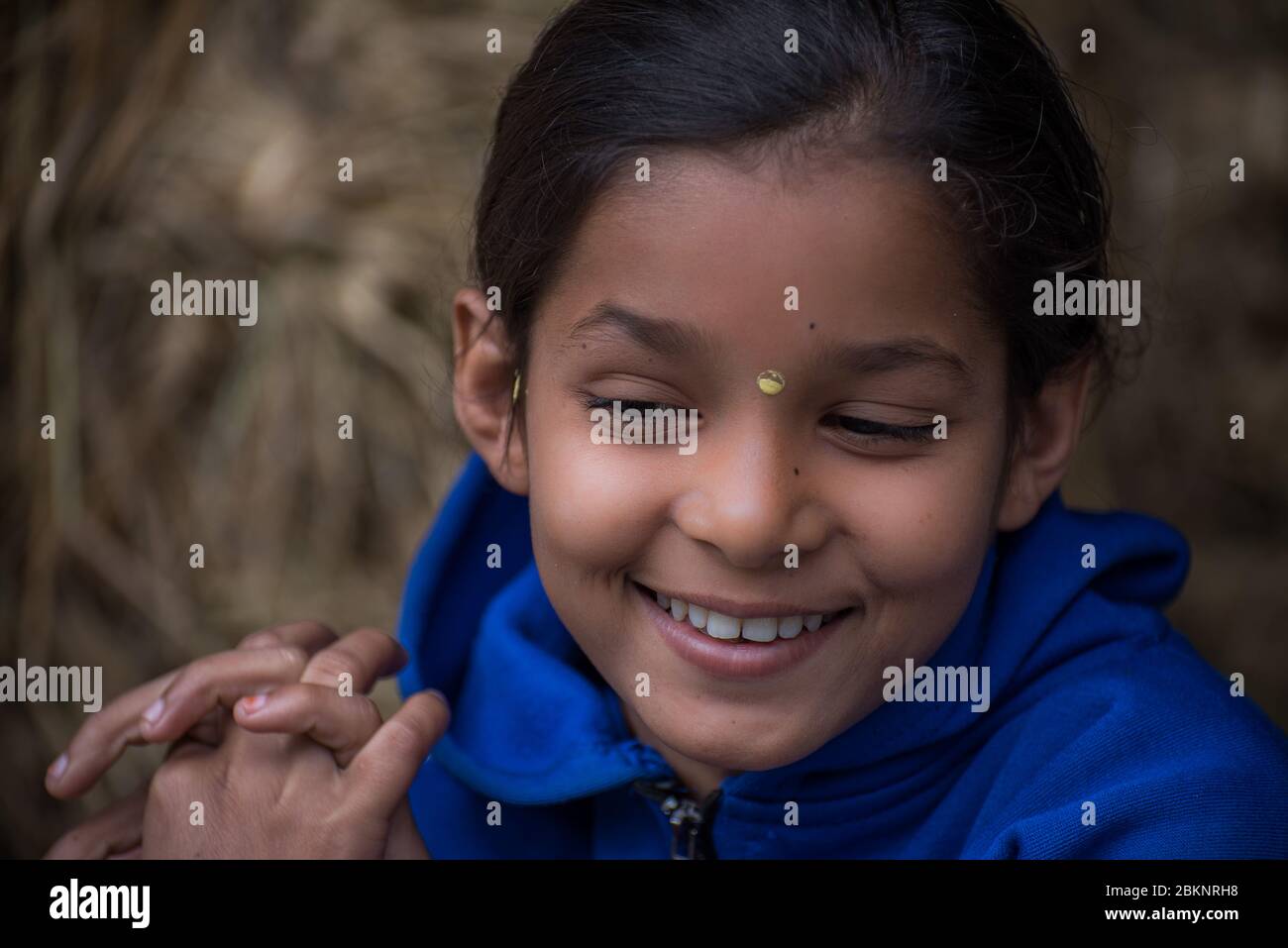 Portrait of a young apprentice Hindu monk at the Uttar Kamalabari Hindu ...