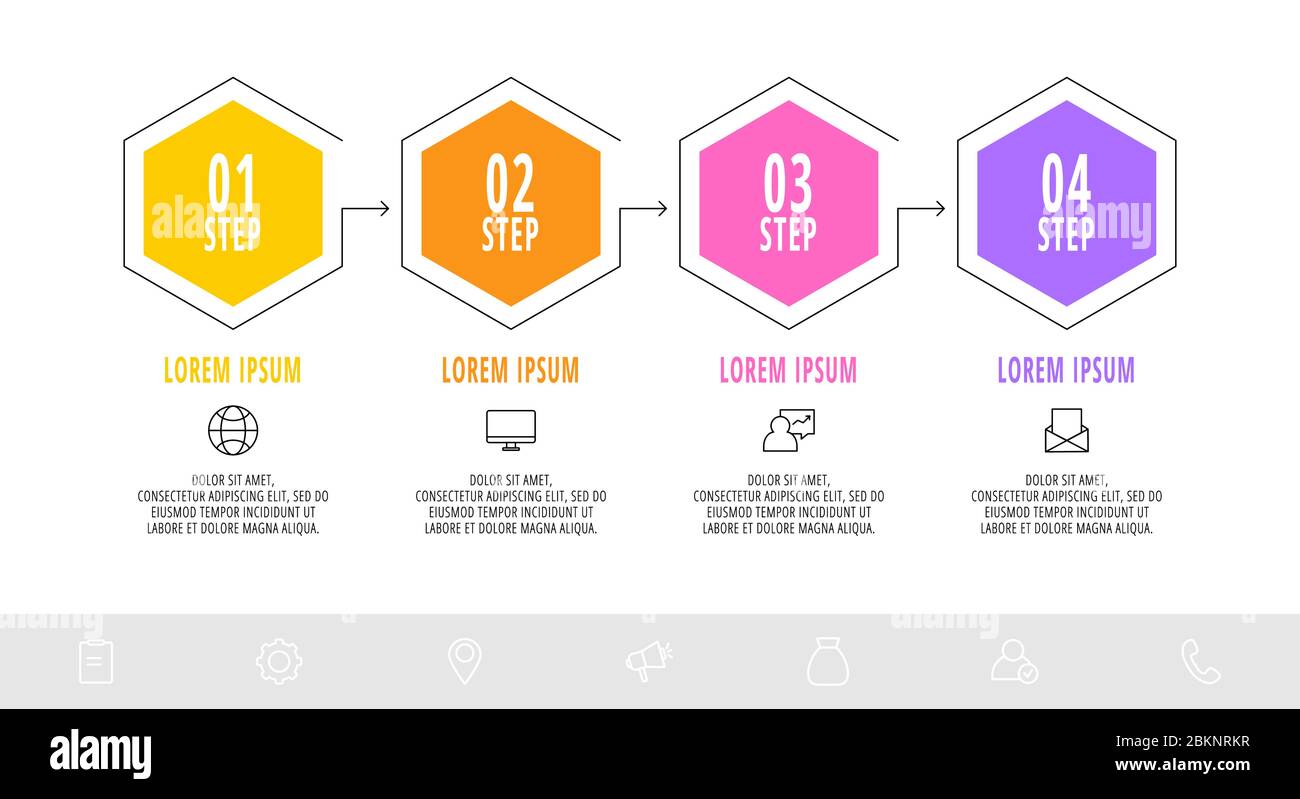 Hexagon infographic design template with 4 options and icons. Vector ...