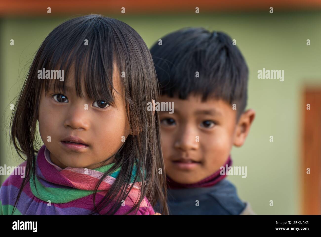 Close-up portrait of Indian girl and boy. Tuophema Village, Nagaland ...