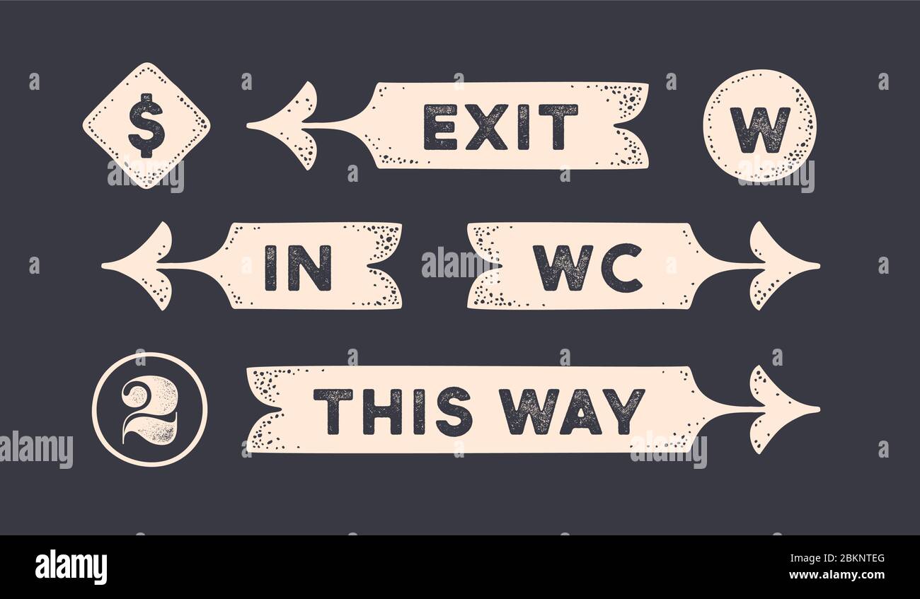 Vintage graphic set. Set of vintage arrow, sign, banner Stock Vector ...
