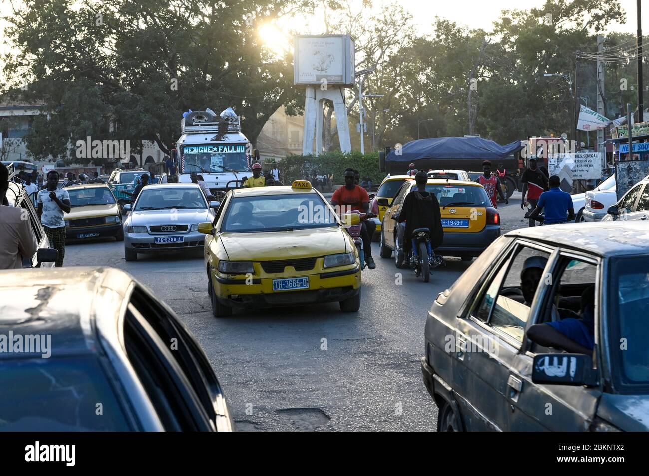 SENEGAL, Thies, downtown, traffic in rush hour , old used second-hand ...