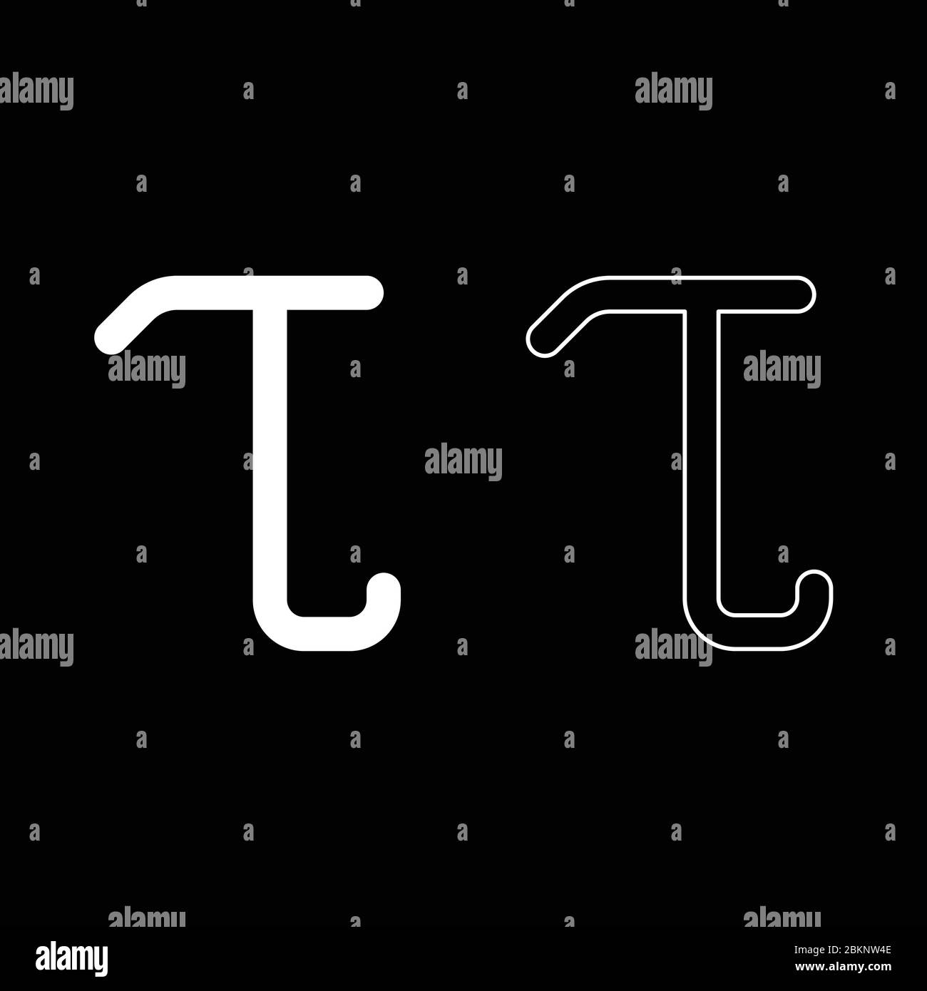 Tau greek symbol small letter lowercase font icon outline set white ...