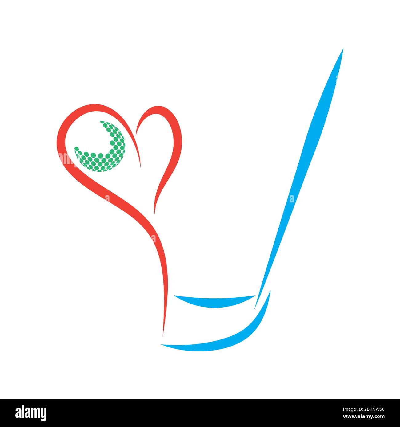 Golf Ball and Stick with Red Heart Isolated on White Background Stock ...