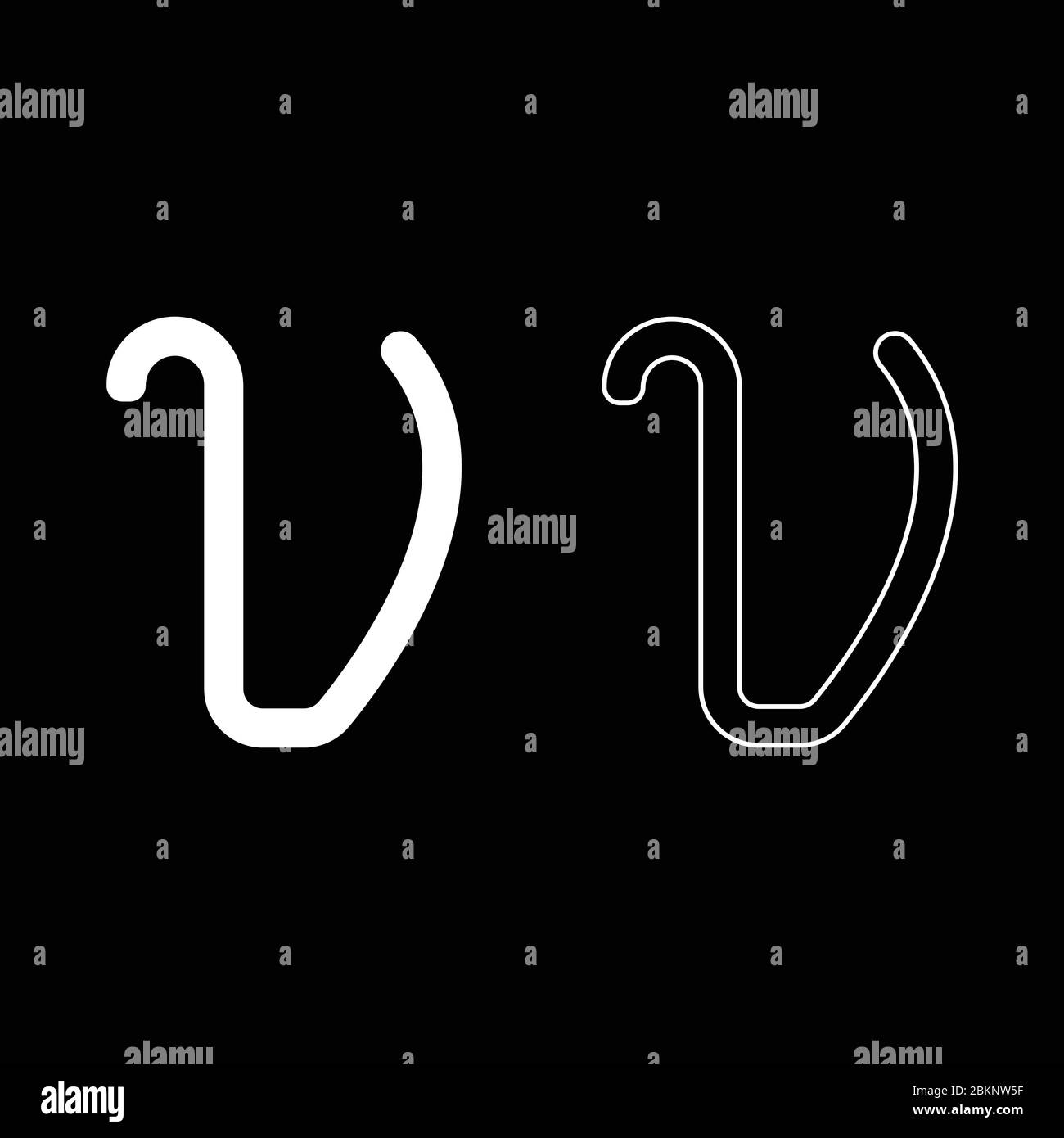 Upsilon greek symbol small letter lowercase font icon outline set white ...