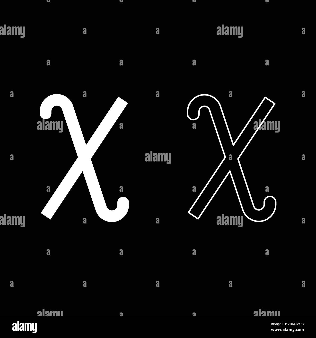 Chi greek symbol small letter lowercase font icon outline set white ...