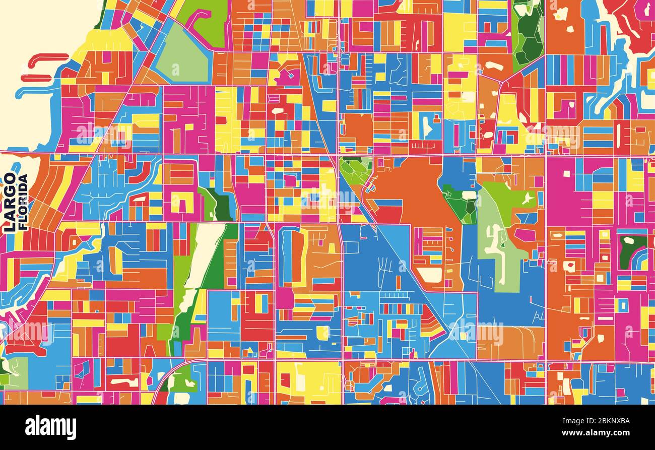 Colorful vector map of Largo, Florida, USA. Art Map template for ...