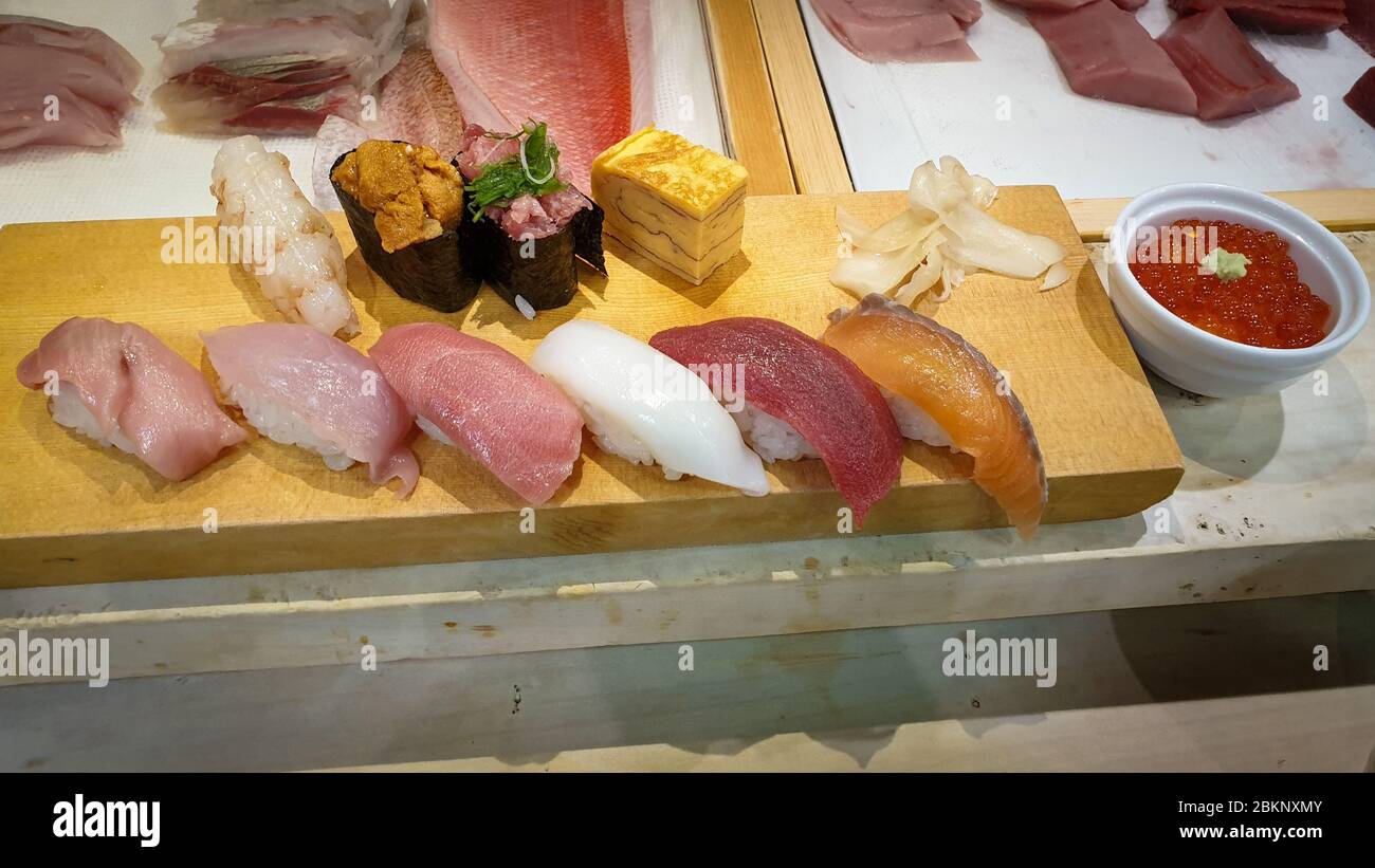 Seafood meal sushi sashimi hi-res stock photography and images - Alamy