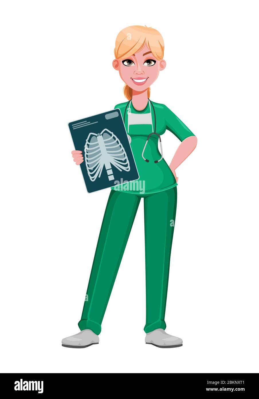 Beautiful woman doctor holding x-ray image. Female medical doctor or ...