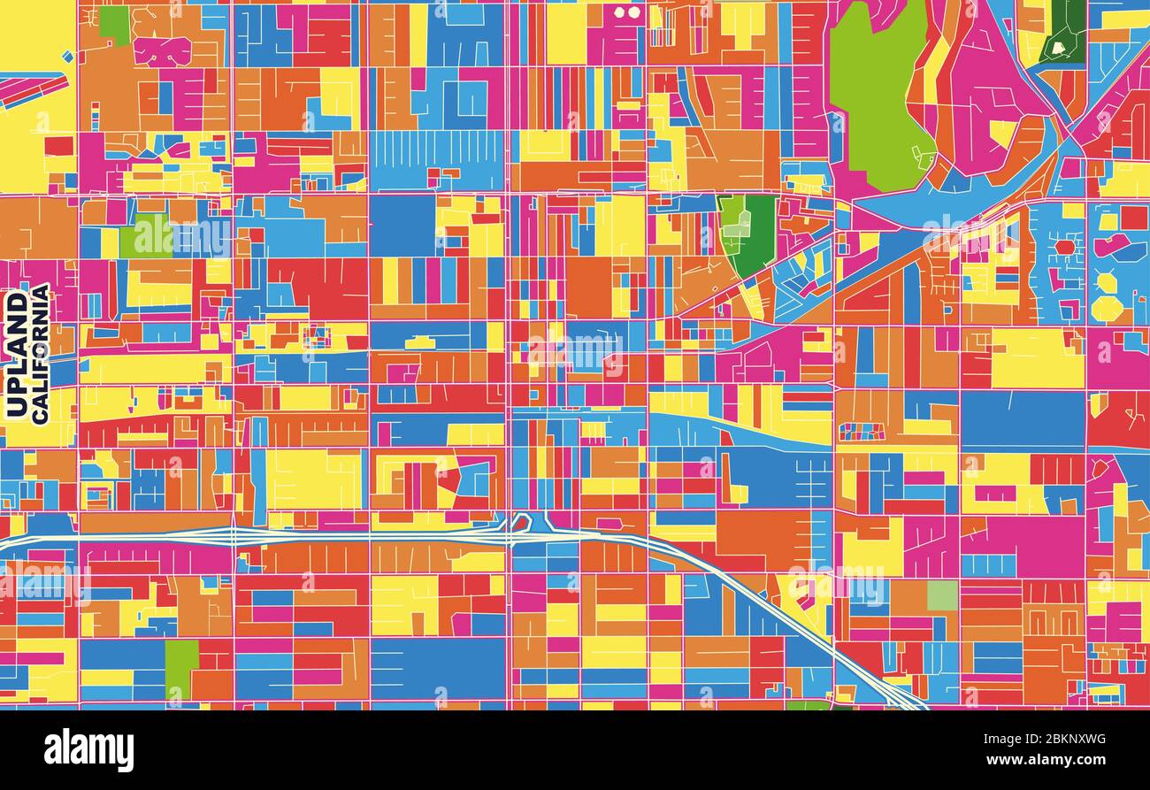 Colorful vector map of Upland, California, USA. Art Map template for ...