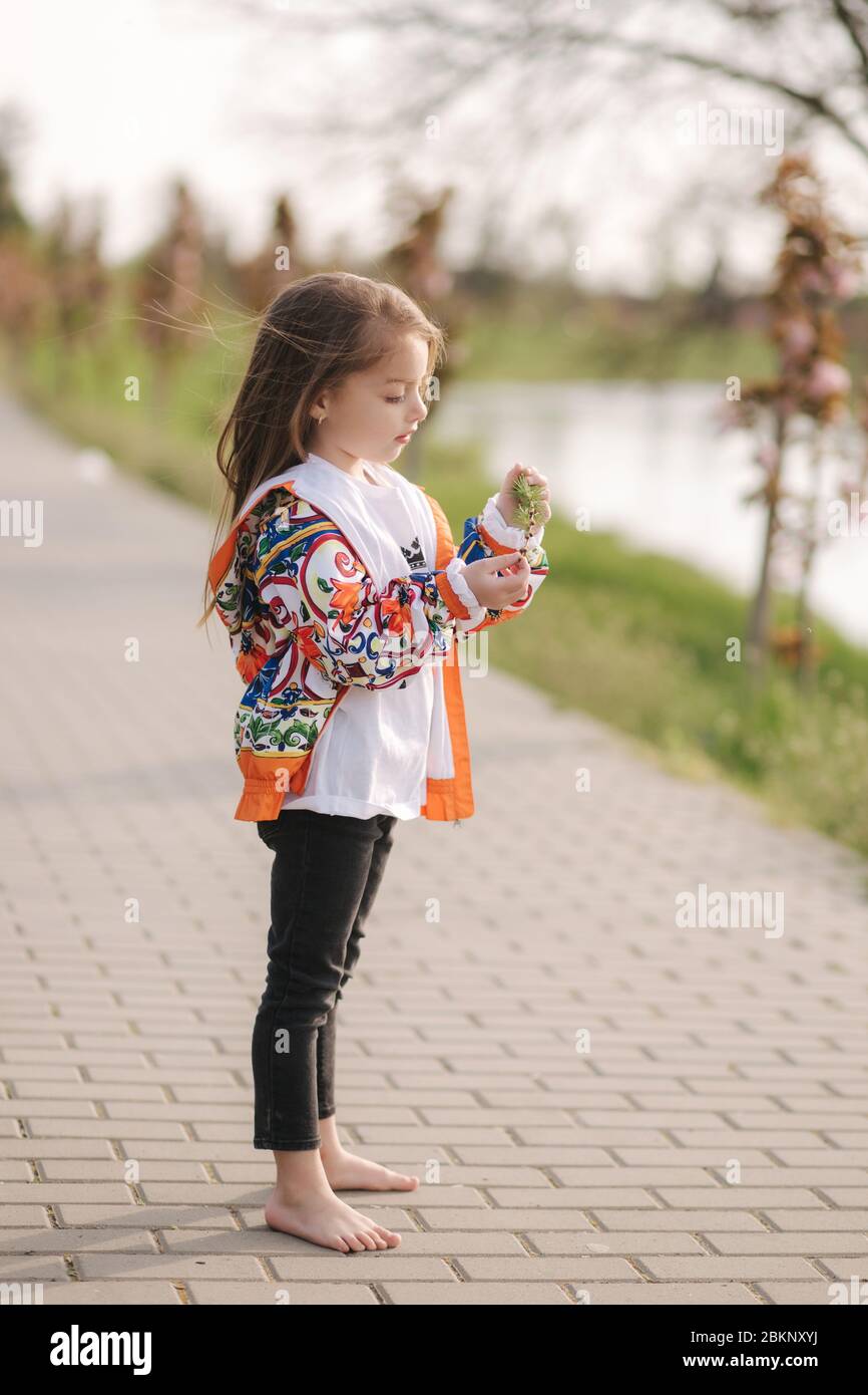 Little Girl Walking Side View