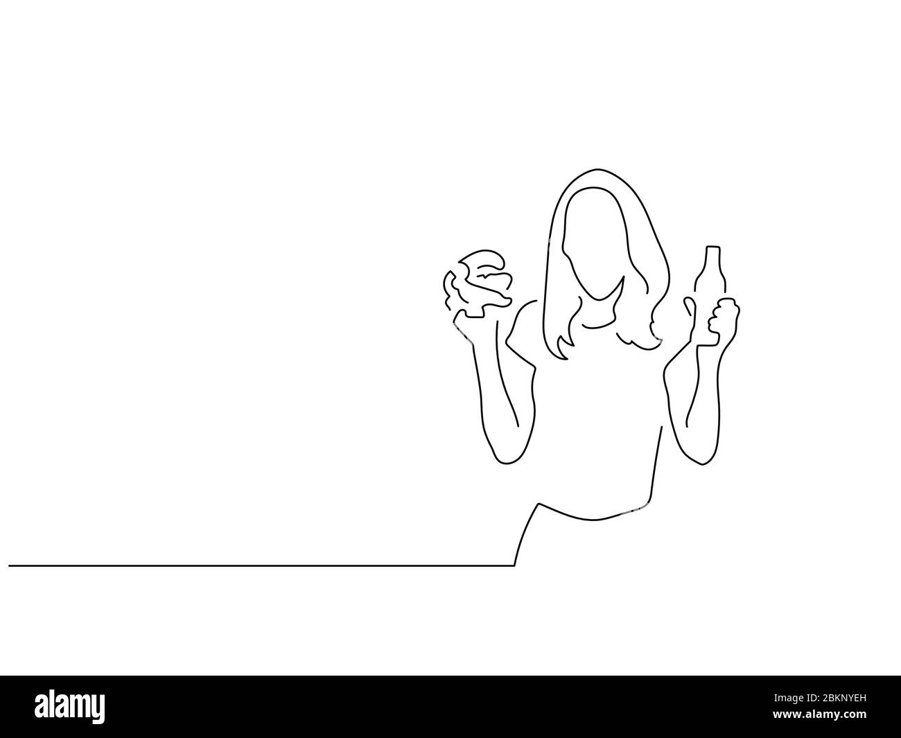 People eating isolated line drawing, vector illustration design. Food ...