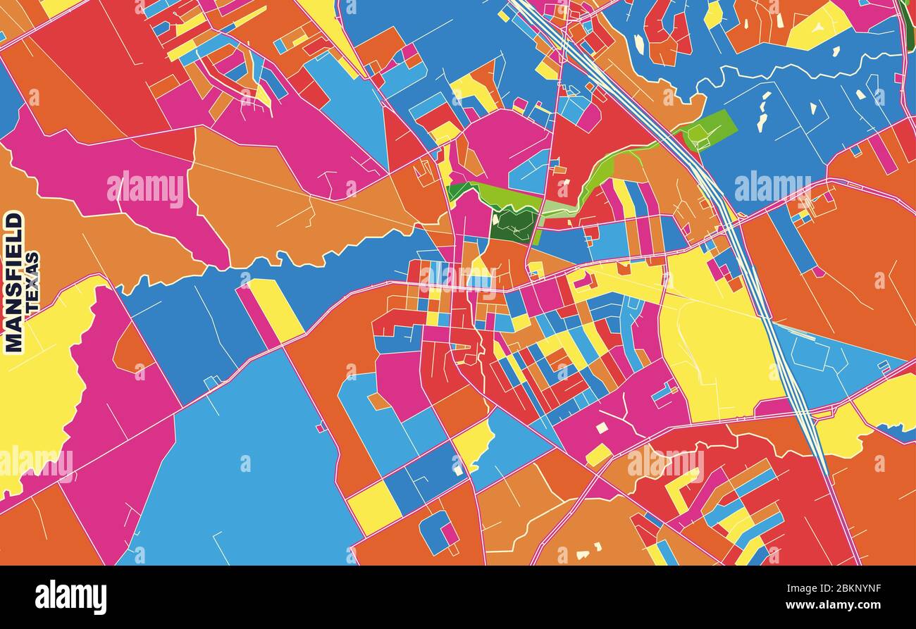 Colorful vector map of Mansfield, Texas, USA. Art Map template for ...
