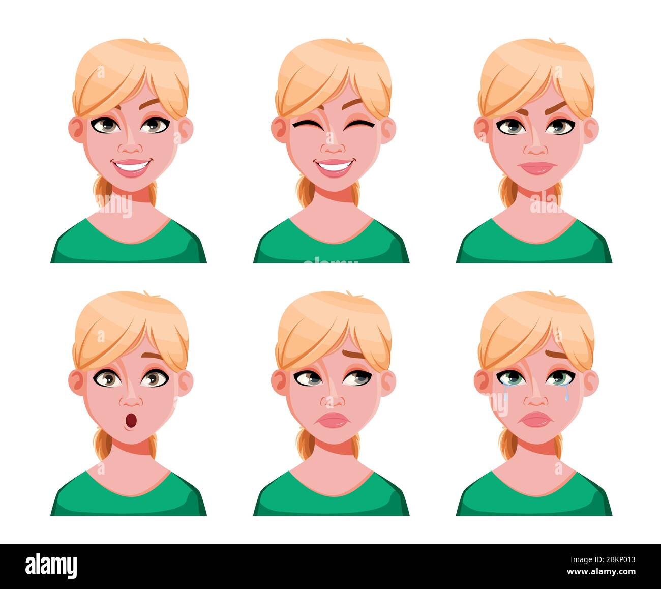 Face Expressions Of Cute Blonde Doctor Woman Different Female Emotions