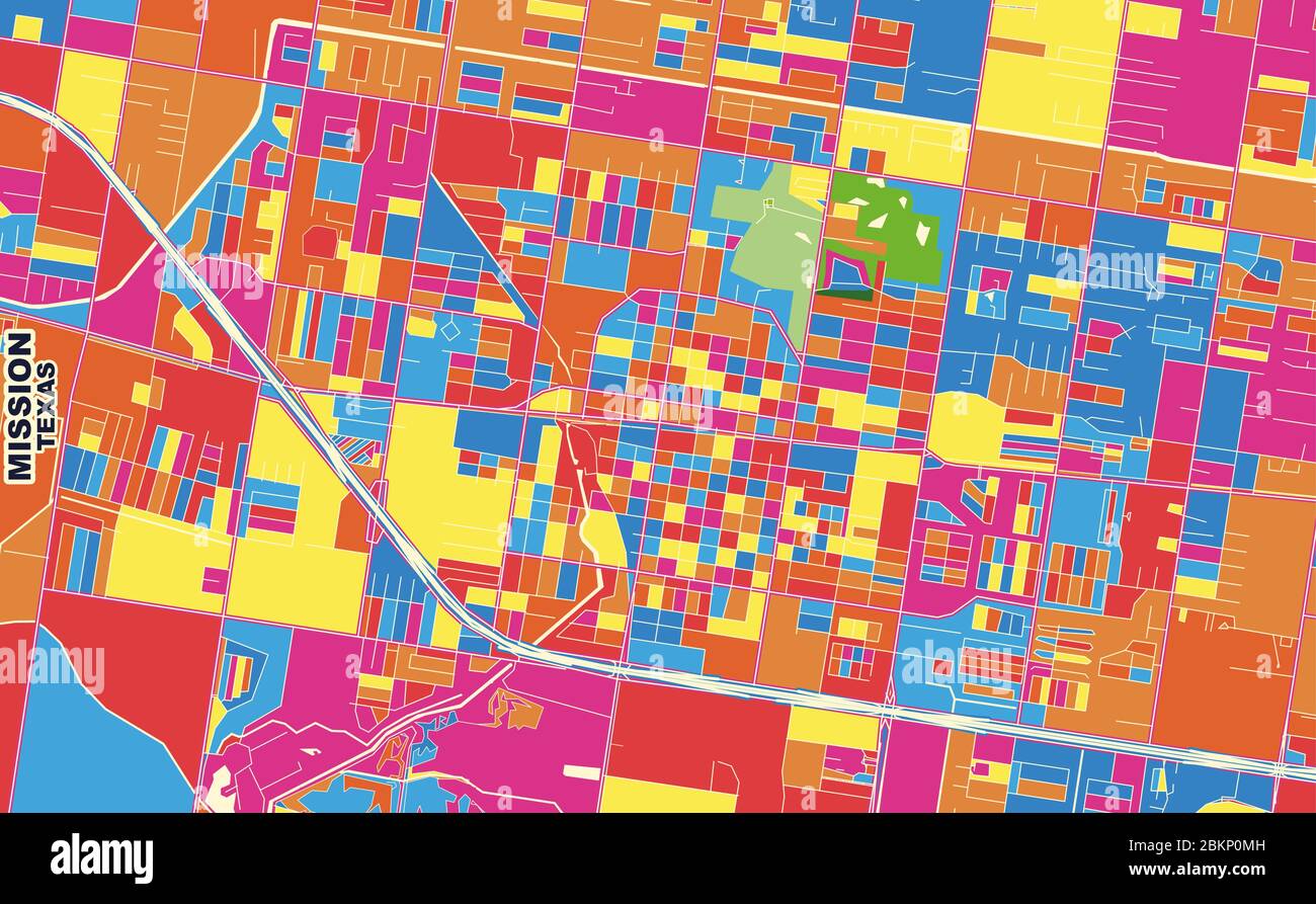 Colorful vector map of Mission, Texas, USA. Art Map template for ...