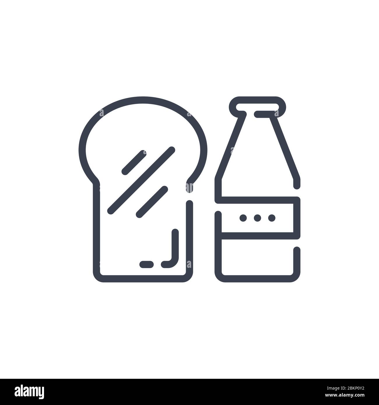 Vector illustration of milk and bread for breakfast icon or logo with ...