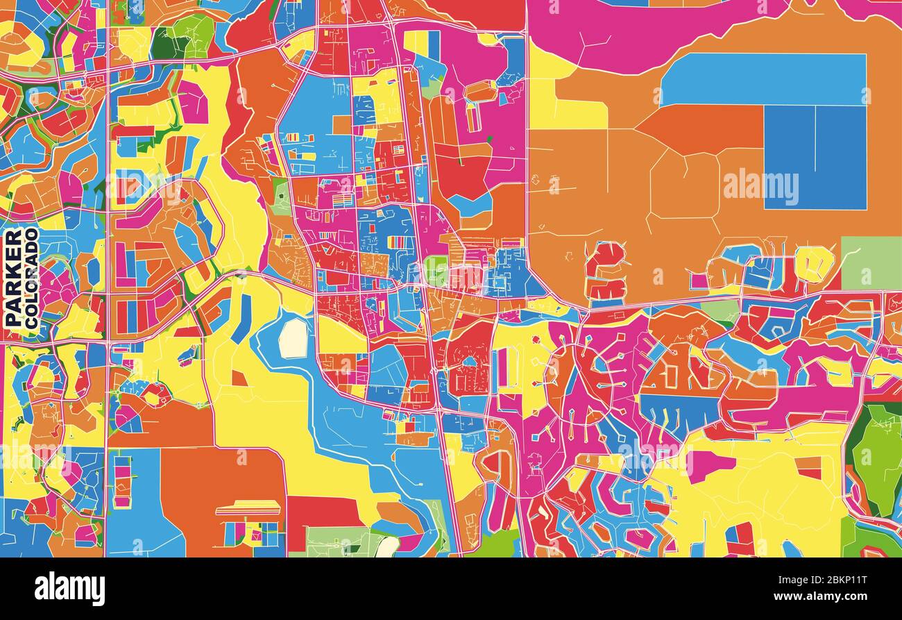 Colorful vector map of Parker, Colorado, United States of America. Art ...