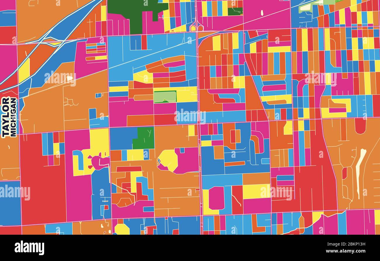 Colorful vector map of Taylor, Michigan, USA. Art Map template for ...