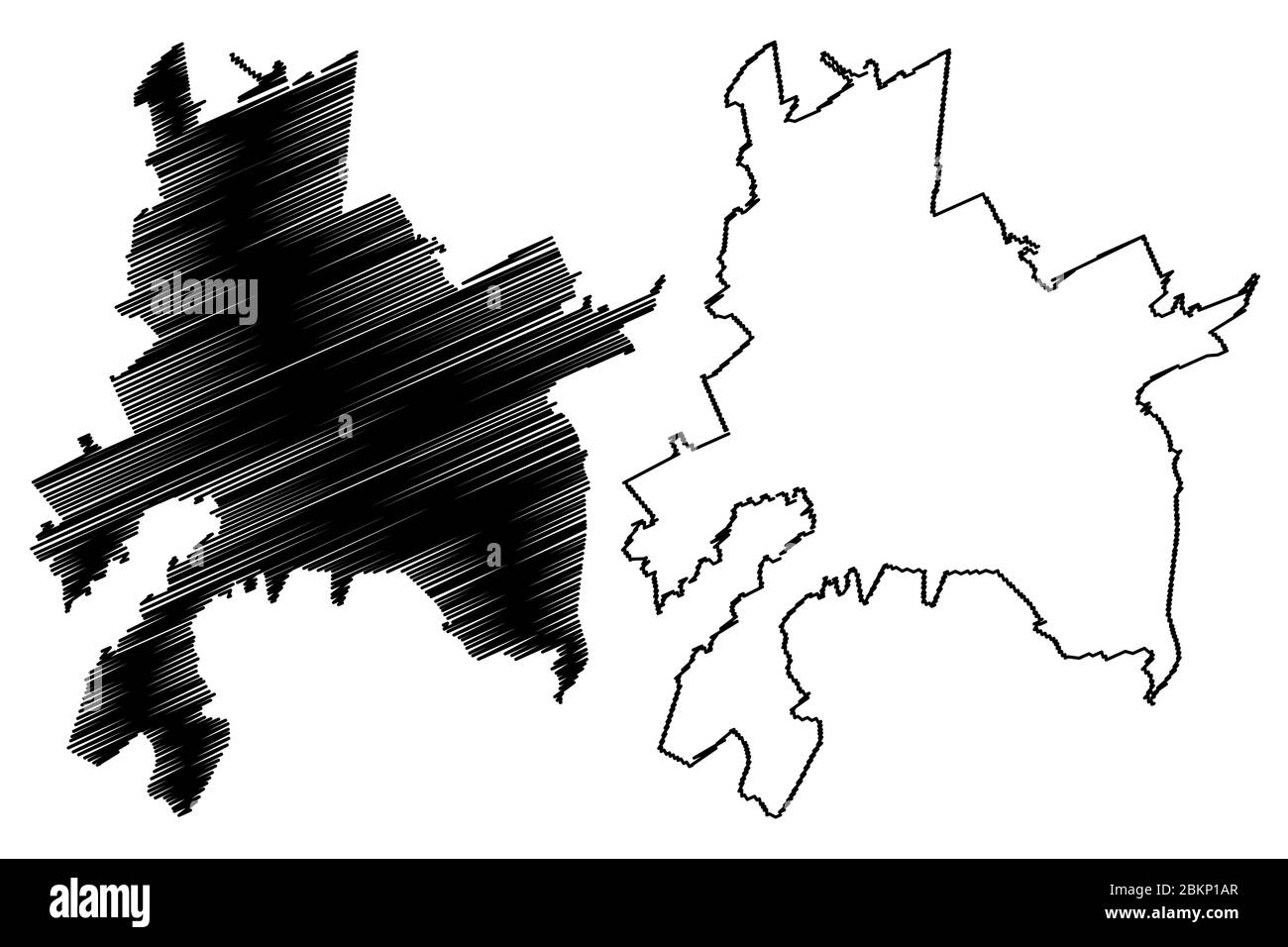 Brasov City (Republic of Romania) map vector illustration, scribble ...