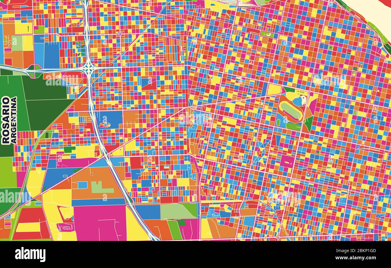 Colorful vector map of Rosario, Argentina. Art Map template for ...