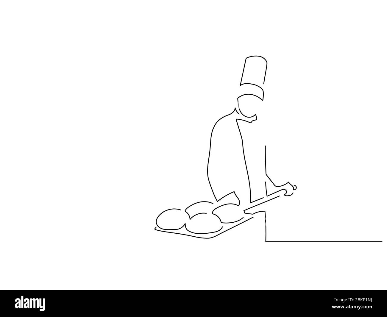 Baker isolated line drawing, vector illustration design. Food ...