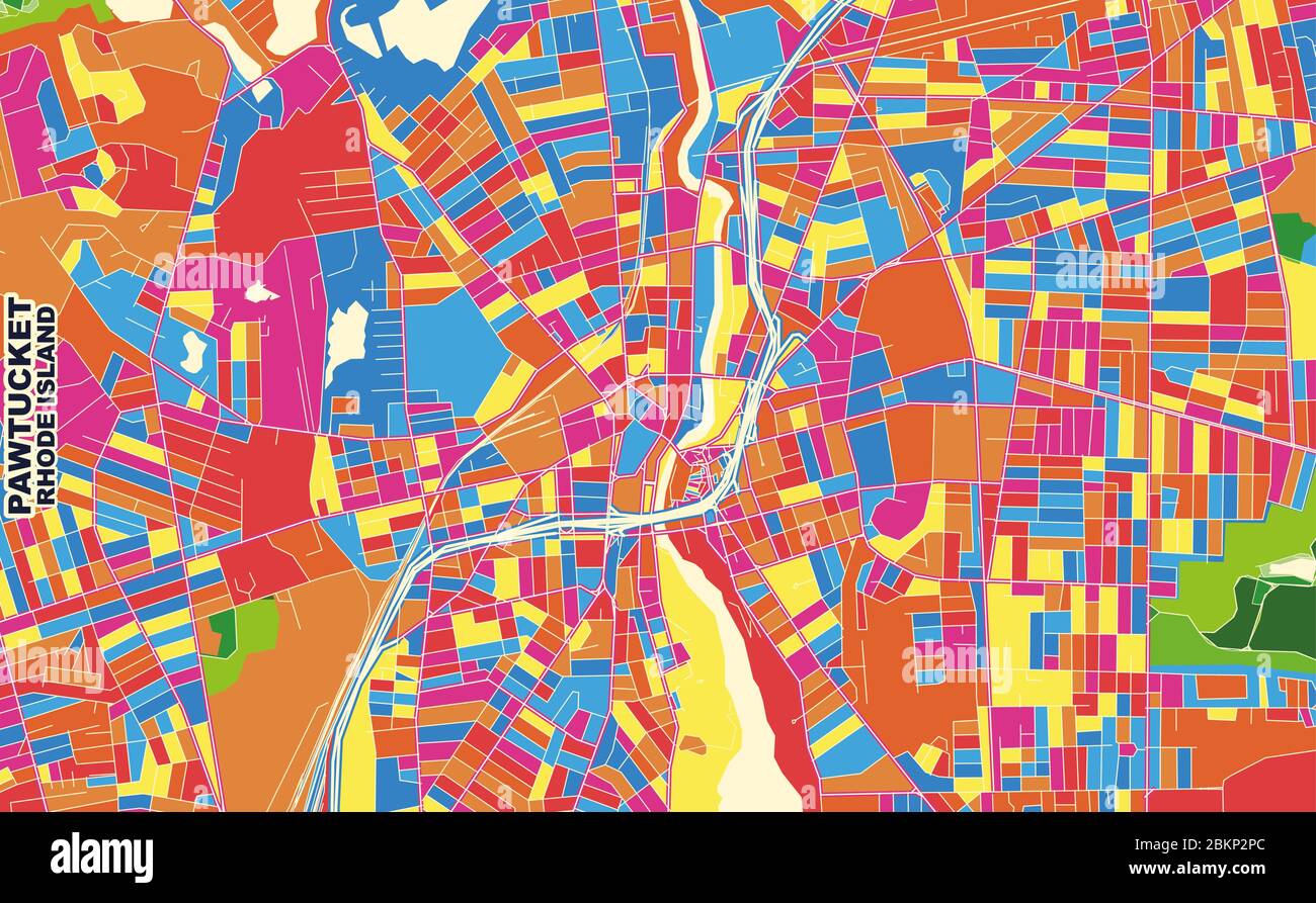 Colorful vector map of Pawtucket, Rhode Island, USA. Art Map template ...