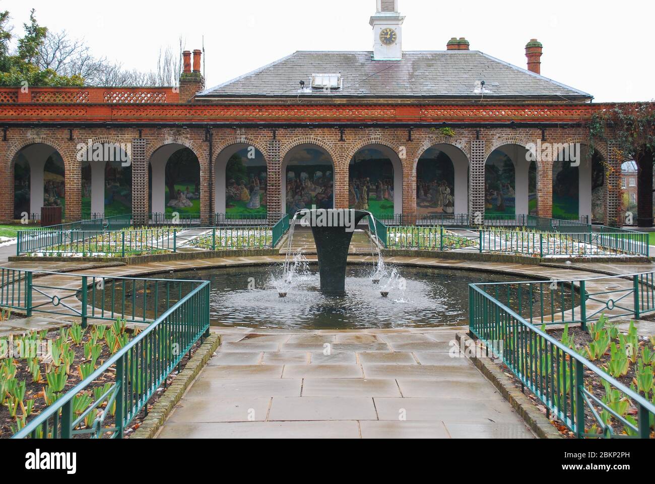 Water Fountain Arches Victorian Murals Landscape Green Formal Dutch ...