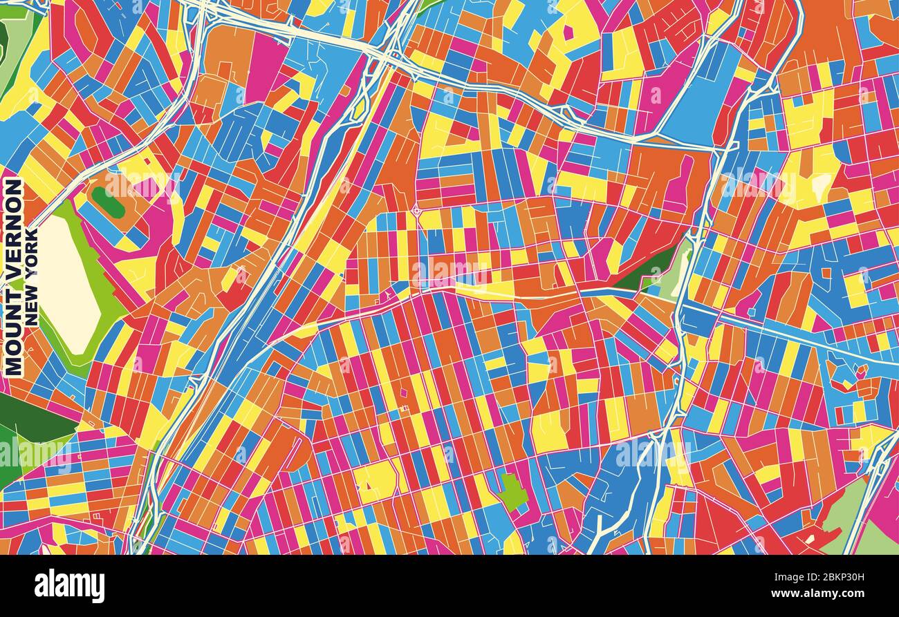 Colorful vector map of Mount Vernon, New York, USA. Art Map template ...