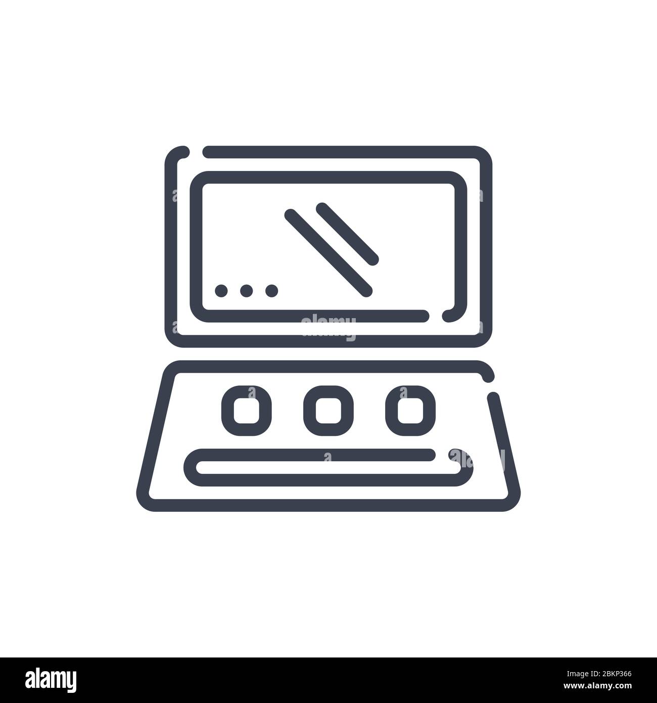 Vector illustration of laptop icon or logo with black color and line ...