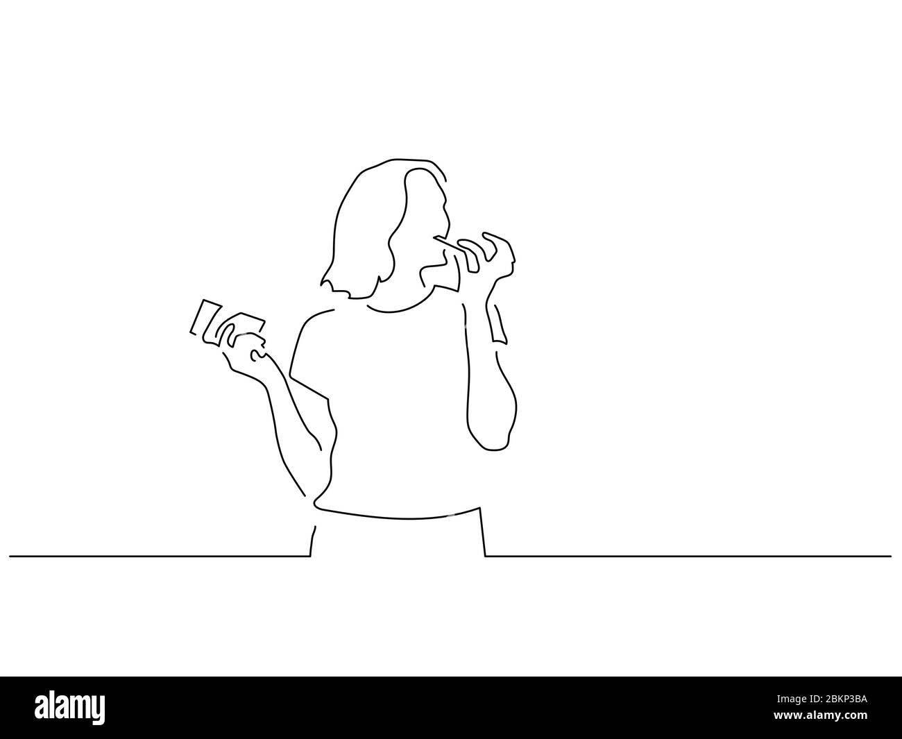 People eating isolated line drawing, vector illustration design. Food ...