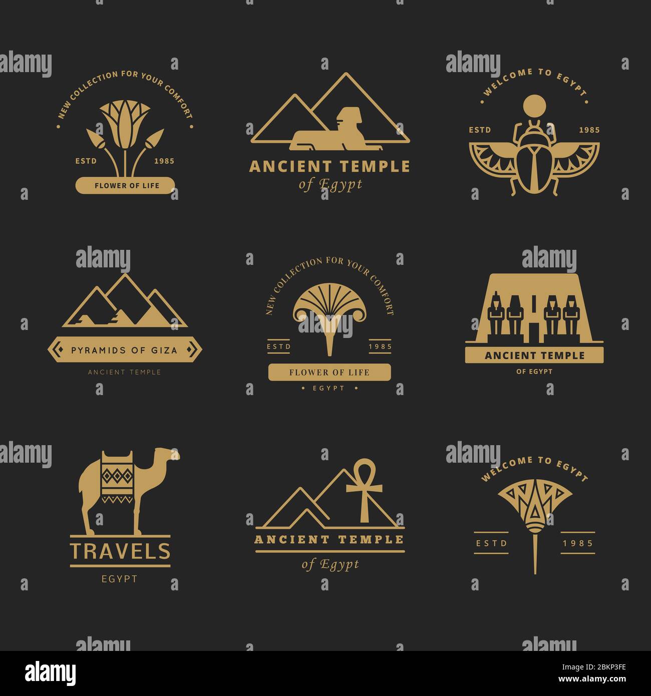 A large collection of vector logos on travel, Egypt and abstract topics ...