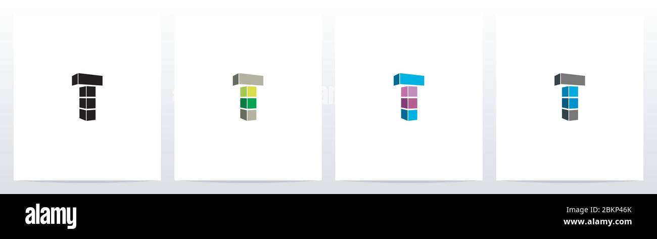 Rectangle Block On Letter Logo Design T Stock Vector Image & Art - Alamy