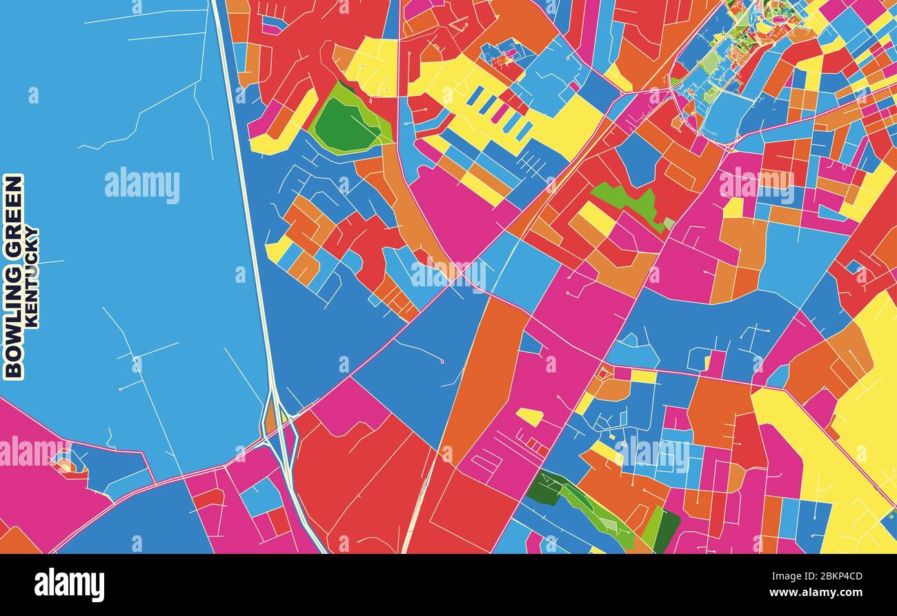 Colorful vector map of Bowling Green, Kentucky, USA. Art Map template ...