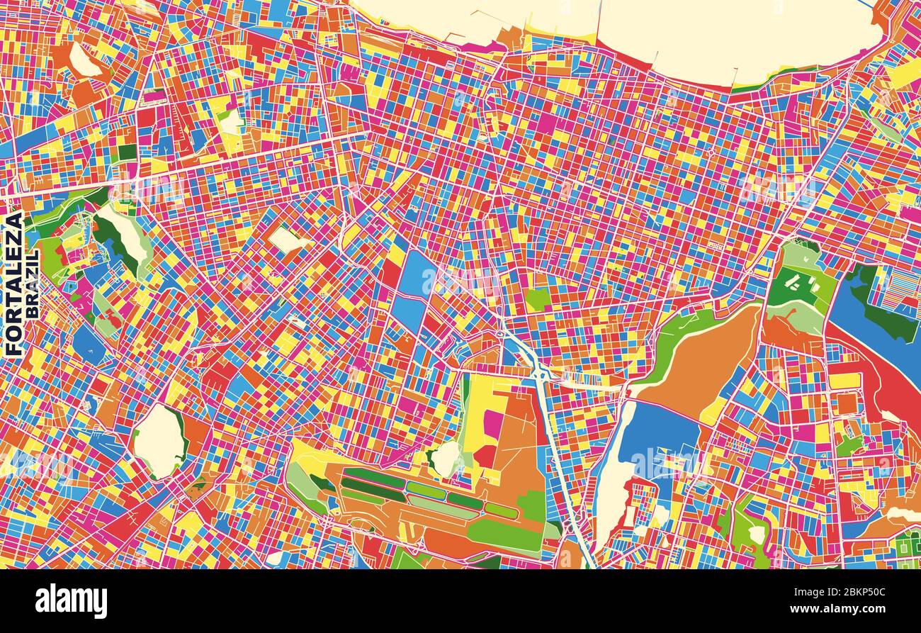 Colorful vector map of Fortaleza, Brazil. Art Map template for ...