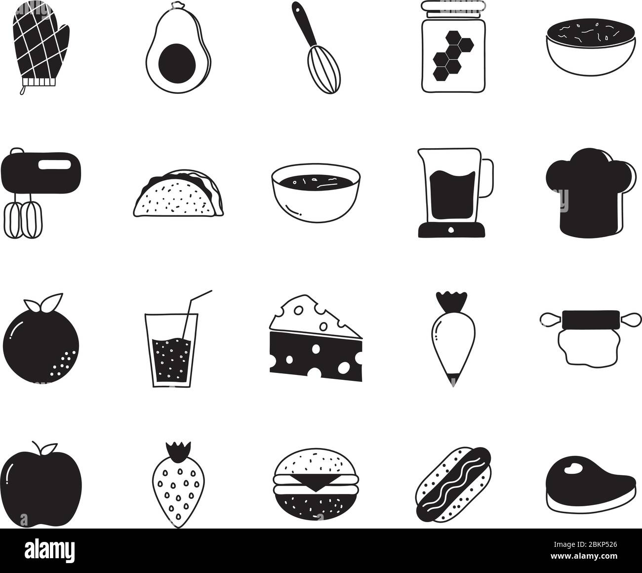 Food silhouette style icon set vector design Stock Vector Image & Art ...