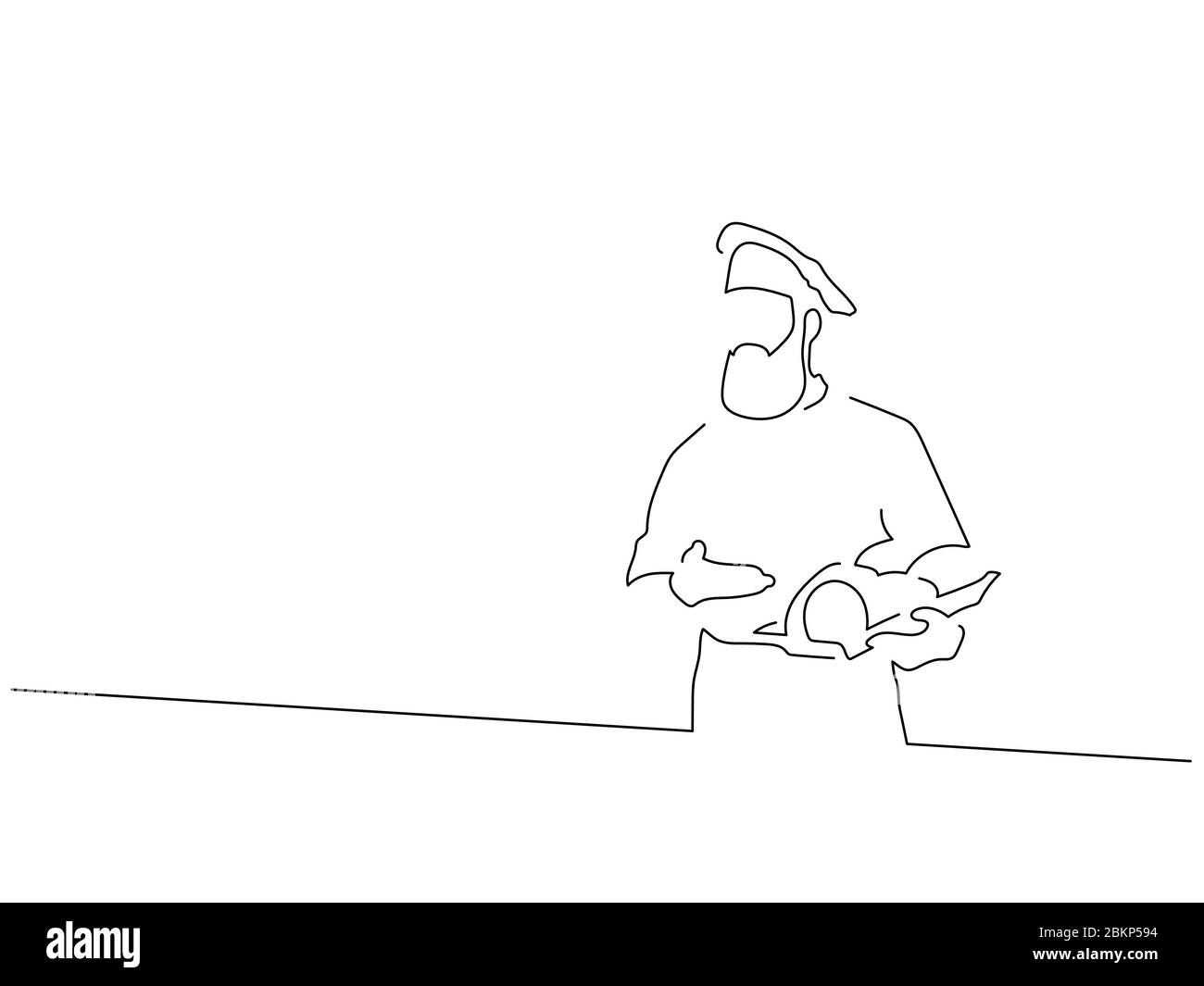 Baker isolated line drawing, vector illustration design. Food ...