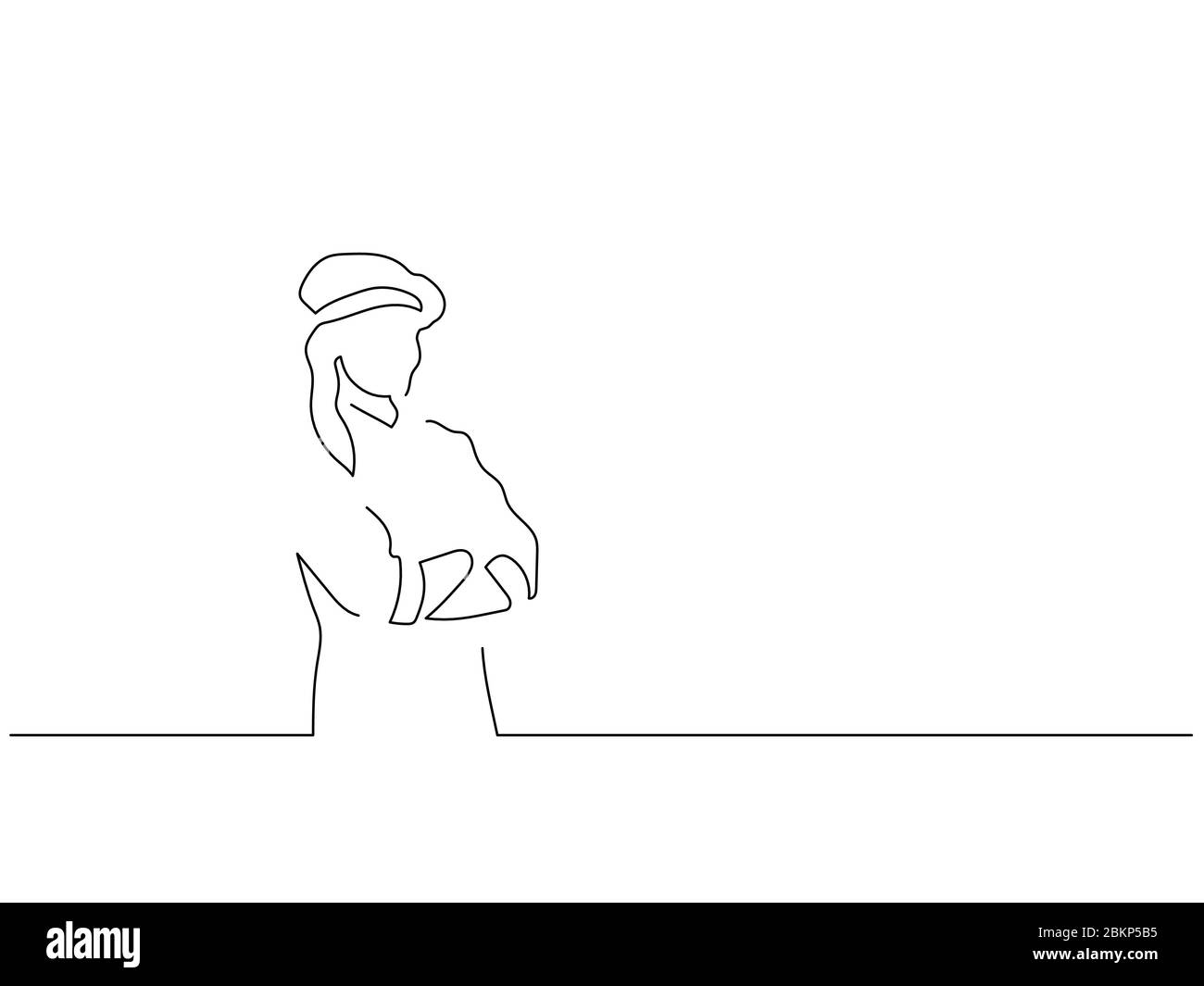 Baker isolated line drawing, vector illustration design. Food ...