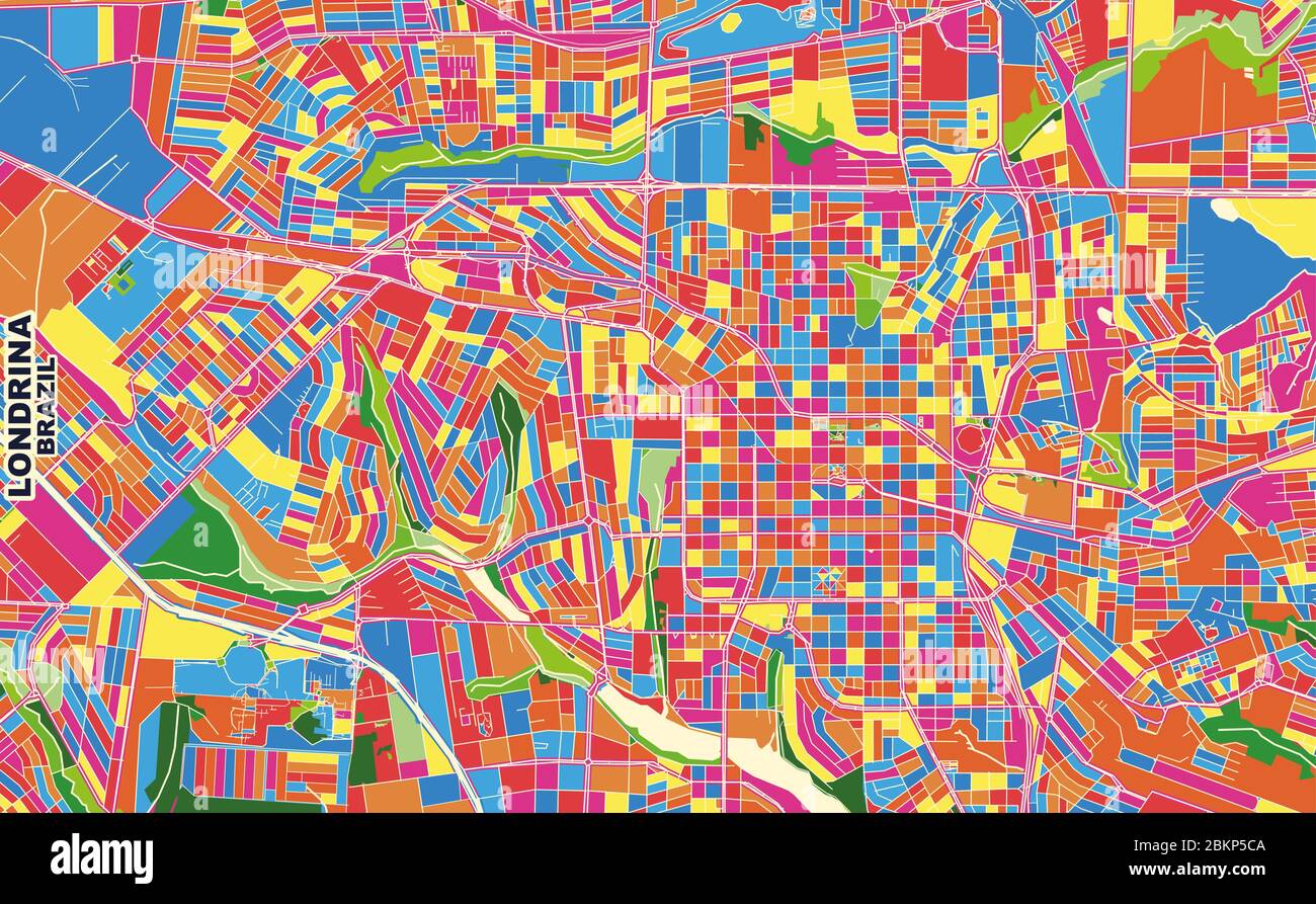 Colorful vector map of Londrina, Brazil. Art Map template for ...