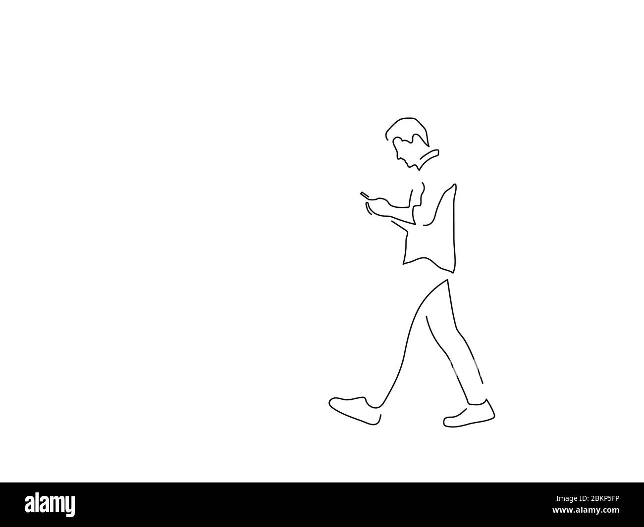 Full length people isolated line drawing, vector illustration design ...