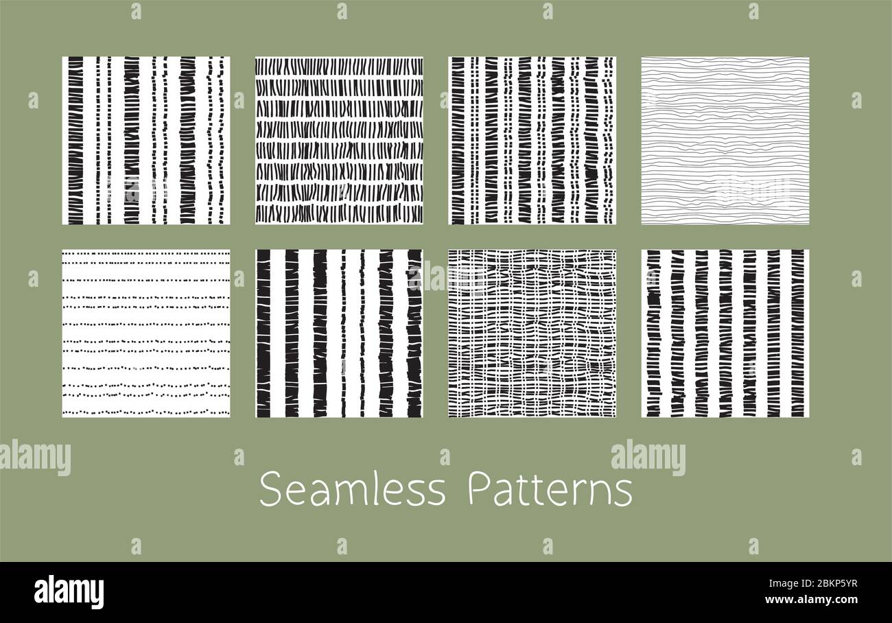 Set of dotted and dashed seamless patterns. Stylized burlap and matting ...